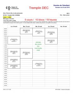 Exemples d’horaires au cégep – Table Éducation Outaouais